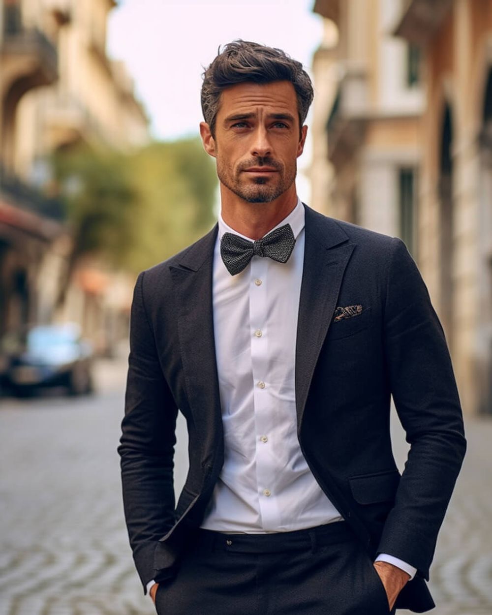 Black Suit with Bowtie Hockerty