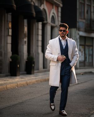 Men's White Overcoat - Hockerty